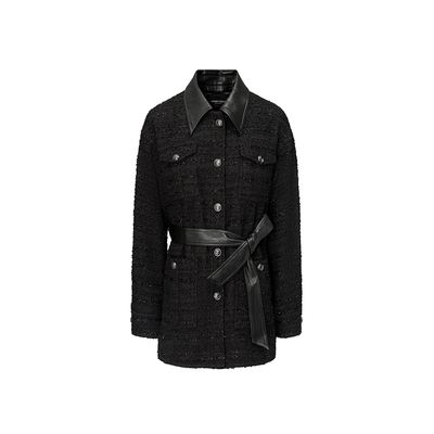 新款短外套女黑色FF仿佛