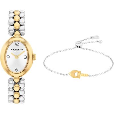 蔻驰浴缸盘间金钢带石英手链套表