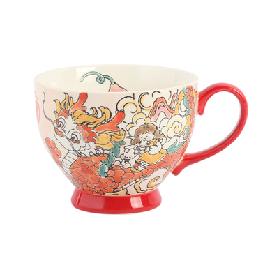 蓝莲花陶瓷龙年马克杯