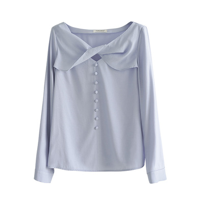 POPCHRIO别致镂空扭结长袖衬衫