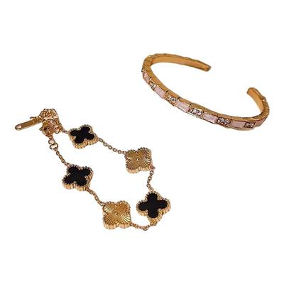 黑金四叶草手链女轻奢小众精致