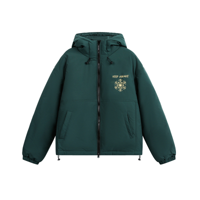 美式户外雪花刺绣宽松棉服