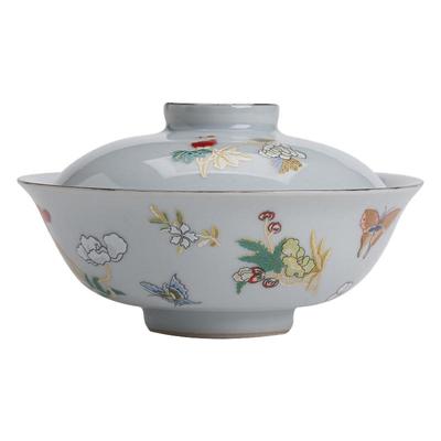 紫泉涧月蝶元宝盖碗小号陶瓷茶杯