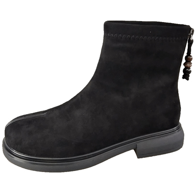 戈美其商场同款厚底小短靴女2025冬季新款弹力瘦瘦靴平底粗跟女鞋