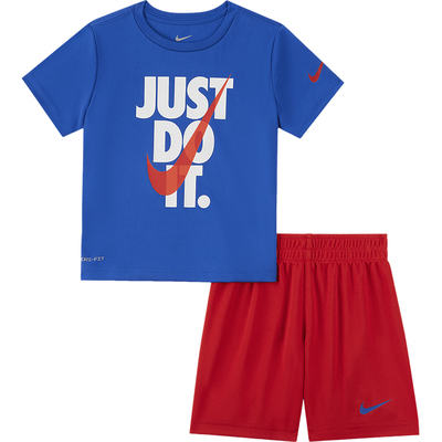 Nike/耐克正品2024新款婴童T恤短裤圆领宽松套装CW4242-657