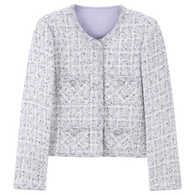 MindBridge小香风紫色格子外套