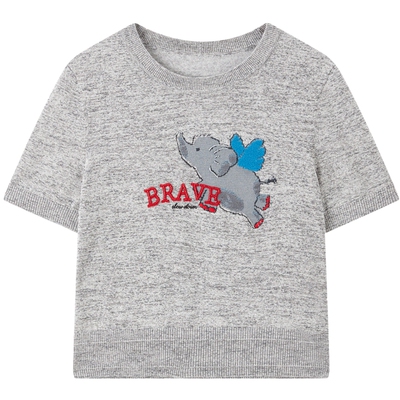 【商场同款】太平鸟 短款修身减龄小飞象图案短袖针织A3EEG2302