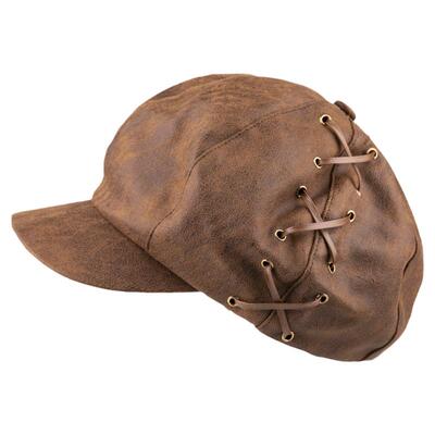 日系鸭舌帽pu报童帽可调节八角帽