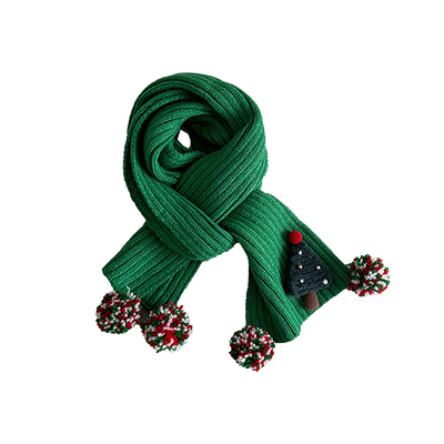 儿童围巾冬季纯色百搭针织毛线球