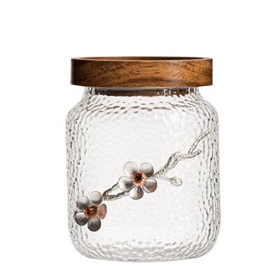 馨玉坊茶叶罐玻璃密封锤纹便携