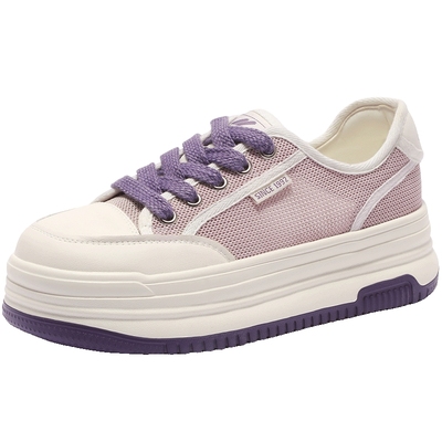 百丽透气厚底小白鞋百搭