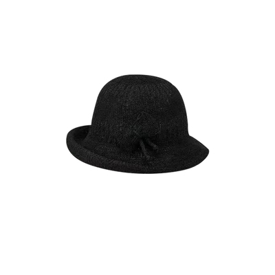 复古千金赫本风针织帽子冬季黑色小礼帽女英伦洋气百搭卷边渔夫帽