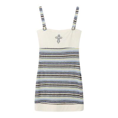 ANDREAMARTIN毛巾布拼接吊带裙