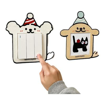 创意小狗开关贴面板装饰遮丑墙贴