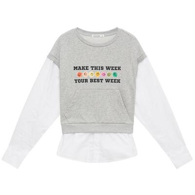 美特斯邦威宽松学院女卫衣