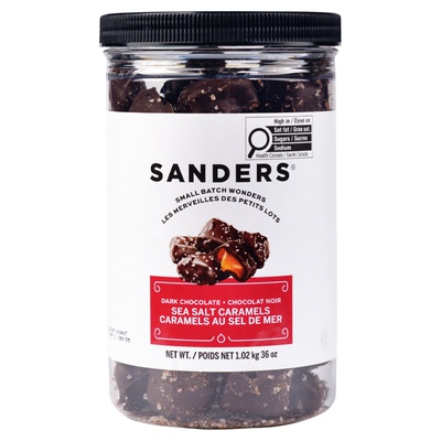 美国 进口Sanders 焦糖海盐夹心黑巧克力中甜大罐零食现货1.02kg