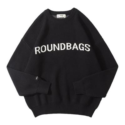 字母提花圆领百搭针织衫