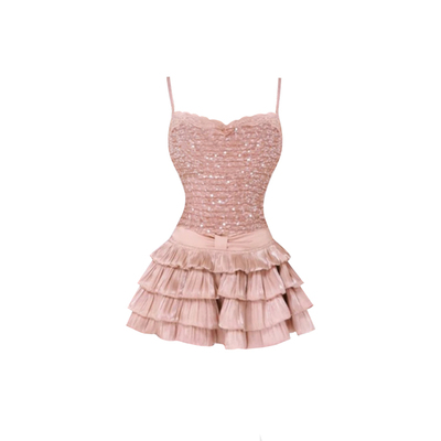 微胖mm名媛千金亮片吊带上衣