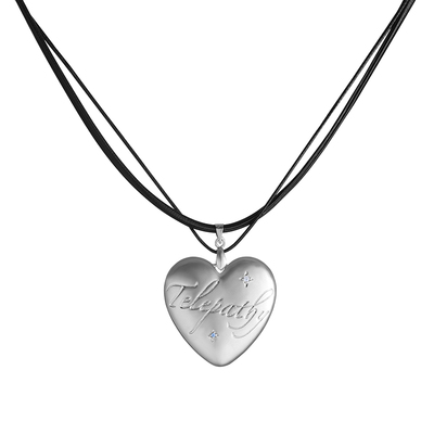 铜镀金锆石镶嵌皮链爱心项链