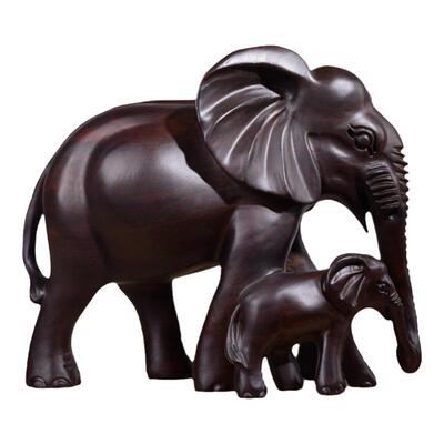 黑檀木雕吉祥如意摆件招财大象