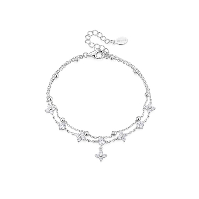 卡蒂罗幸运双重奏四叶草手链女925银轻奢小众设计新年礼物送女友