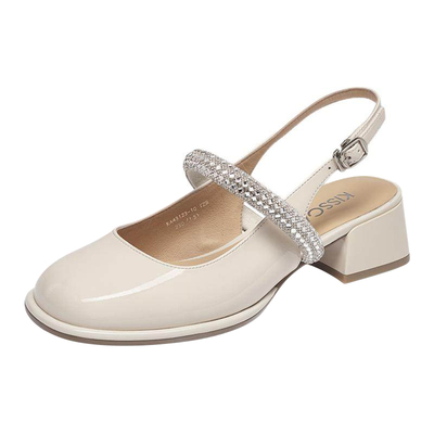 KISS CAT/接吻猫春夏牛漆皮玛丽珍鞋方头后空凉鞋女KA43123-10