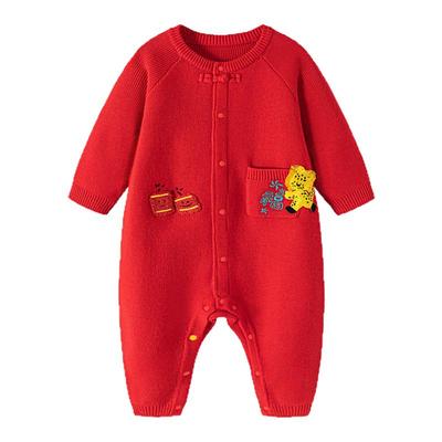 迷你巴拉宝宝新中式拜年连体衣