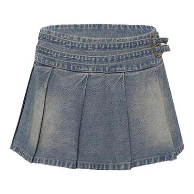 ANNANDELMAN牛仔绑带百褶裙