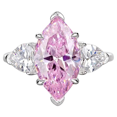 18K金轻奢高碳钻戒指女3.5克拉马眼雷迪恩独特高级感钻戒订婚求婚