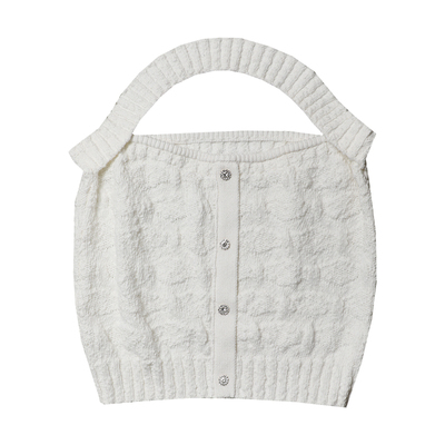 TANG TOWN 自制 时髦造型 手工缝带挂脖露肩小香风短针织背心