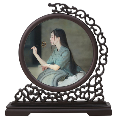古典圆形相框摆台中式亚克力