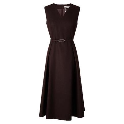 简爱诺JAN AN NO春季新款背心裙女深咖色绵羊毛连衣裙JA020125LQ