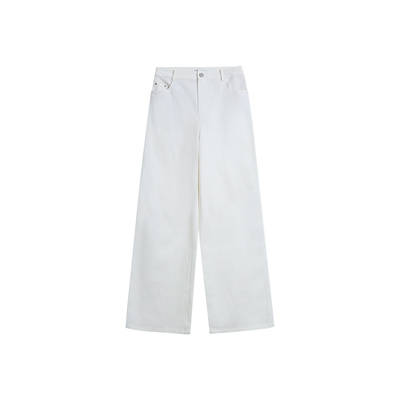 MavenLin简约白色直筒休闲裤