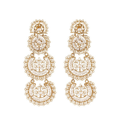 GASBIJOUX24k镂空雕花耳针女