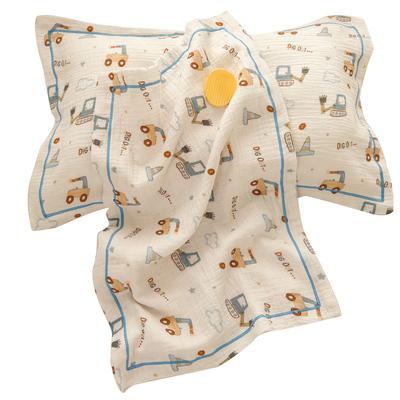 全棉卡通皱皱双层纱儿童枕头套30x50cm一对装枕芯套家用48x74枕套