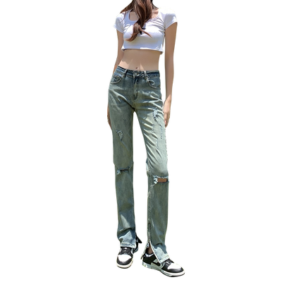 欧美式vibe高街破洞牛仔裤女