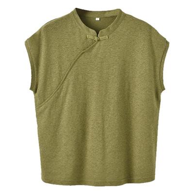 复古短袖棉麻T恤汉麻新中式上衣