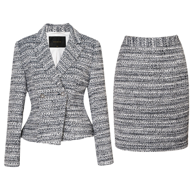 罗衣小香风粗花呢外套半身裙套装