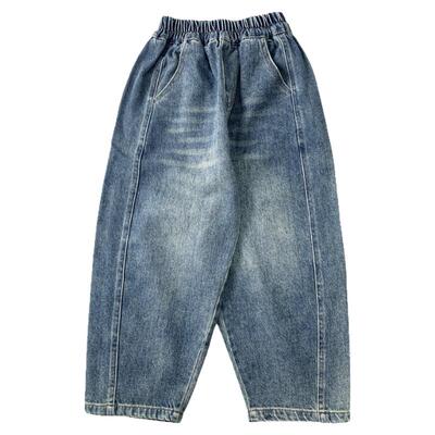 2026春装男童日系复古弯刀牛仔裤2026春秋装柔软休闲长裤潮