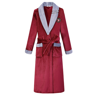 珊瑚绒加长冬季情侣款一对浴衣