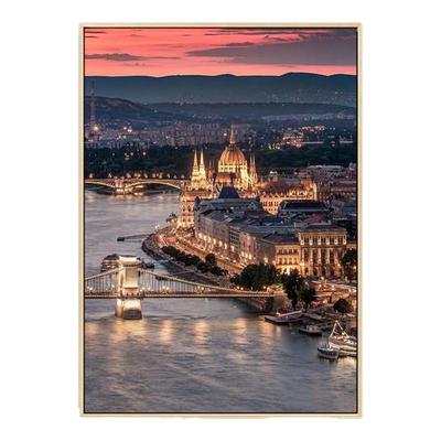 布达佩斯城市风景装饰画客厅沙发背景墙餐厅玄关夜景建筑摄影挂画