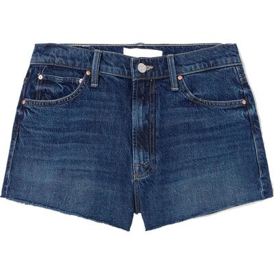 MOTHER DENIM春夏女士仿旧低腰修身深蓝色牛仔短裤