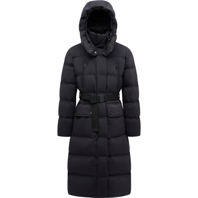 鹅绒连帽风衣感长款羽绒服