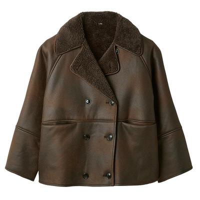 Mila Owen25秋冬新品羊羔毛拼接人造革麂皮翻领外套09WFJ255139