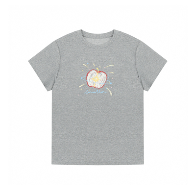 lemanism美式潮流苹果涂鸦印花短袖T恤男款2025新款情侣款半袖女