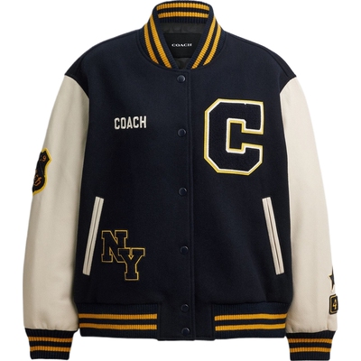 COACH/蔻驰女士含羊毛VARSITY夹克外套长袖上衣高级感