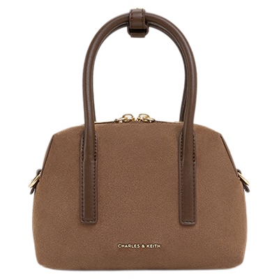 CHARLES&KEITH仿麂皮手提小方包