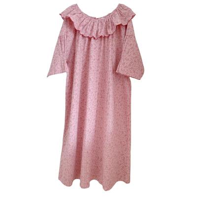 纯棉法式荷叶边碎花睡裙女睡衣