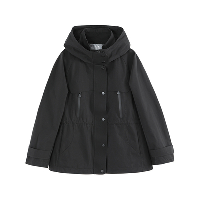 【商场同款】X--MOOM秋季新款轻工装抽绳收腰连帽宽松外套女