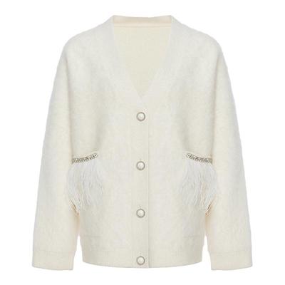 DIANAVEVINA浣熊毛羽绒毛衣开衫